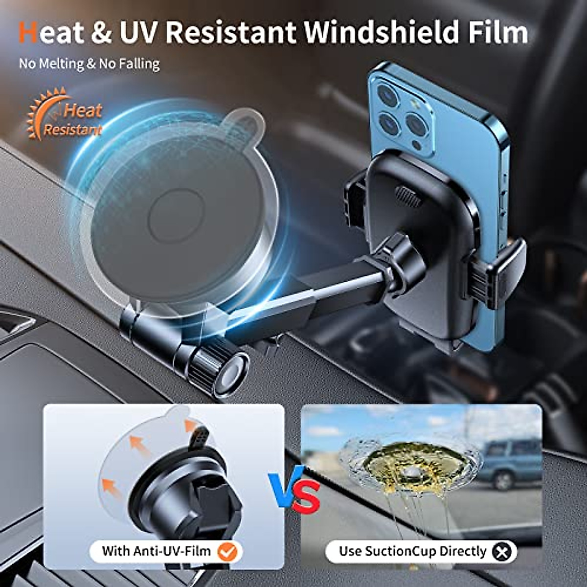 1Zero Universal Phone Holder for Car [Super Stable & Hands-Free] Car Vent Phone Mount [Thick Case & Big Phone Friendly] Car Phone Holder Mount for Vent Dashboard Windshield