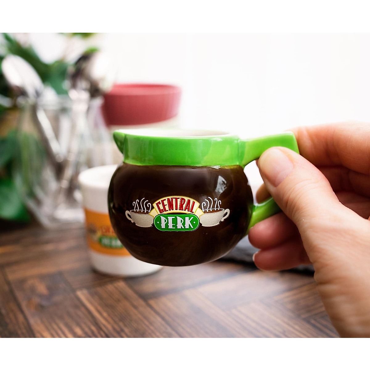 Silver Buffalo Friends Central Perk Logo 3pc Ceramic 3D Sculpted Mini Cup Set, Perfect as a Sugar, Cream, or Milk set, 3.5 Ounces