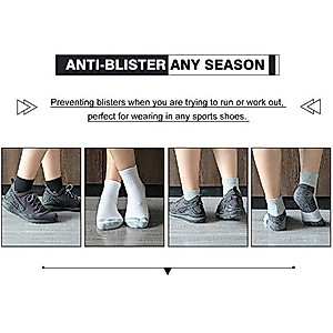 FLYRUN Men's Athletic Ankle Quarter Socks Men Comfort Cushion Moisture Wicking Work Sock 6 Pack