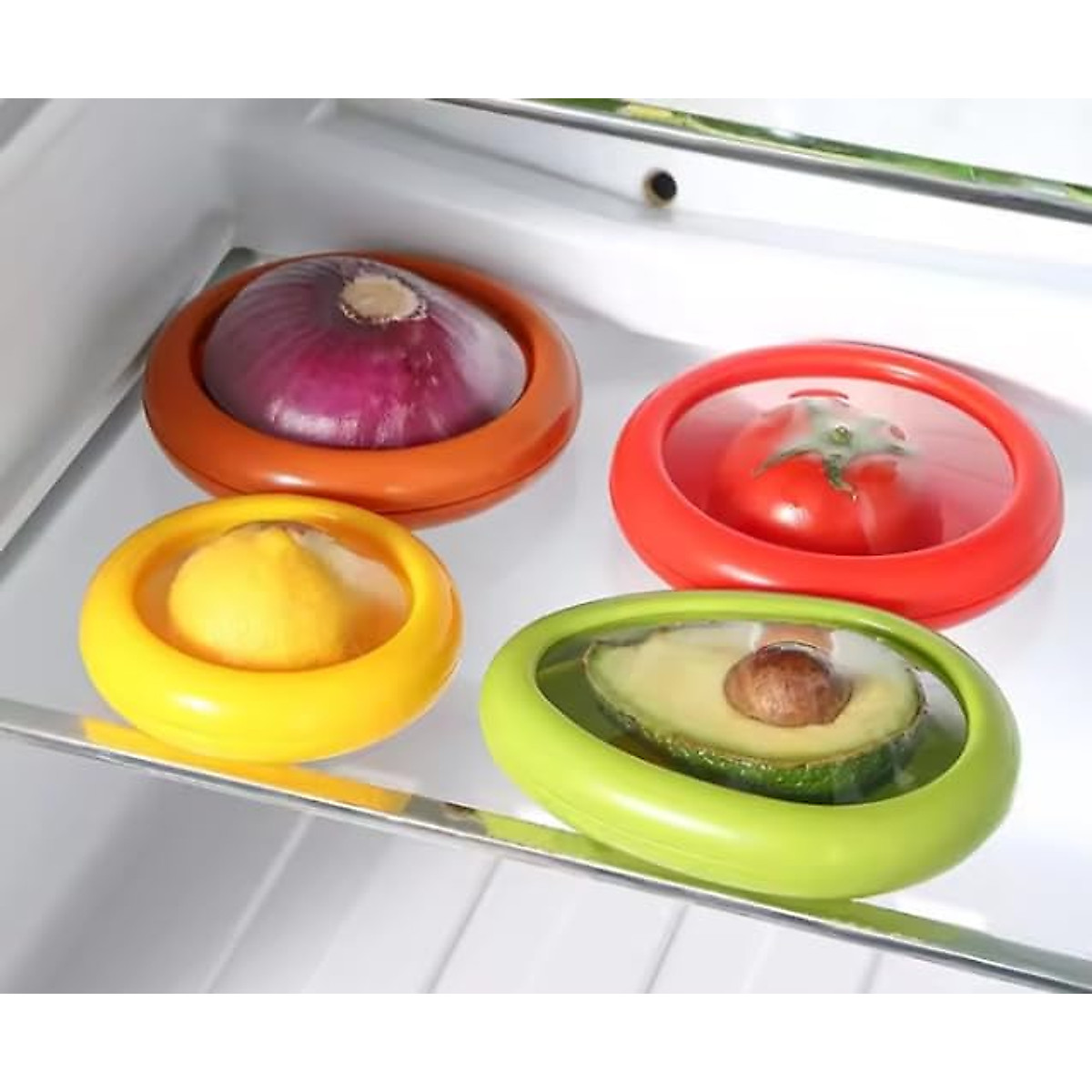 Fruit & Veggie Keepers, Silicone Airtight Containers, 4 Piece Set - Vegetable & Fruit Storage Containers for Fridge