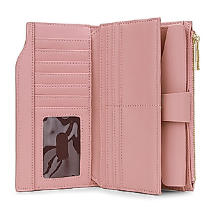 YALUXE Women's Leather Zipper Wallet RFID Blocking Multi Card Holder with Cellphone Pocket Large Capacity