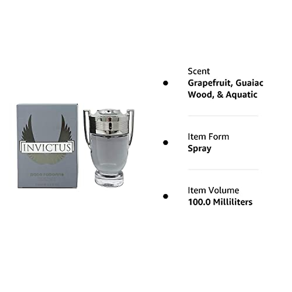 Invictus by Paco Rabanne for Men Eau de Toilette Spray, 3.4 Oz
