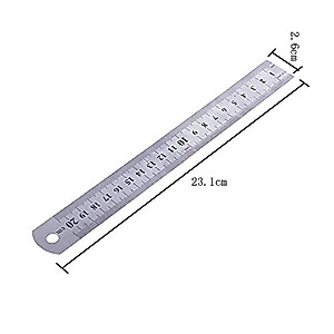 2 Pieces 8 Inch Stainless Steel Ruler Double-Sided Rulers with Inch/Metric Graduations for School Office Architect Engineers Craft, Silver