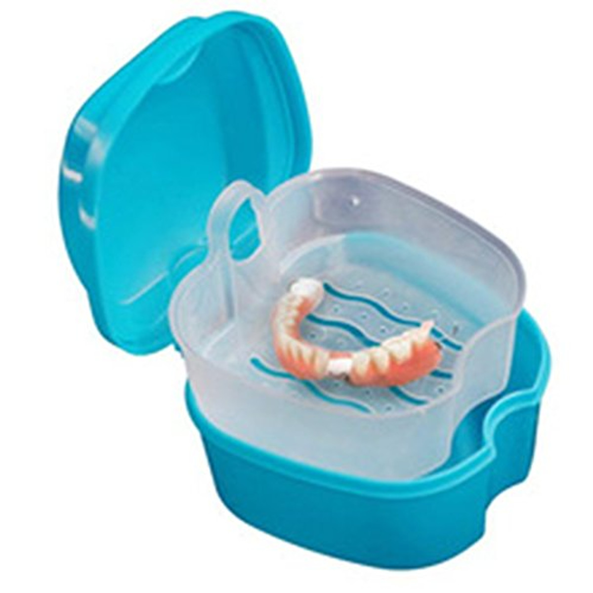 XuBa Pp Denture Bath Box Case Dental False Teeth Storage Box With Hanging Net Container