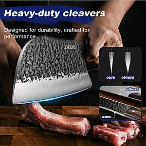 JDRICHX Butcher Knife Set,4 PCS Ultra Sharp Hand Forged Serbian Chef Knife Meat Cleaver Boning Viking Knife Set-Full Tang Knife set,High Carbon & Ergonomic Handle,for Home Cooking,Outdoor BBQ&Camping