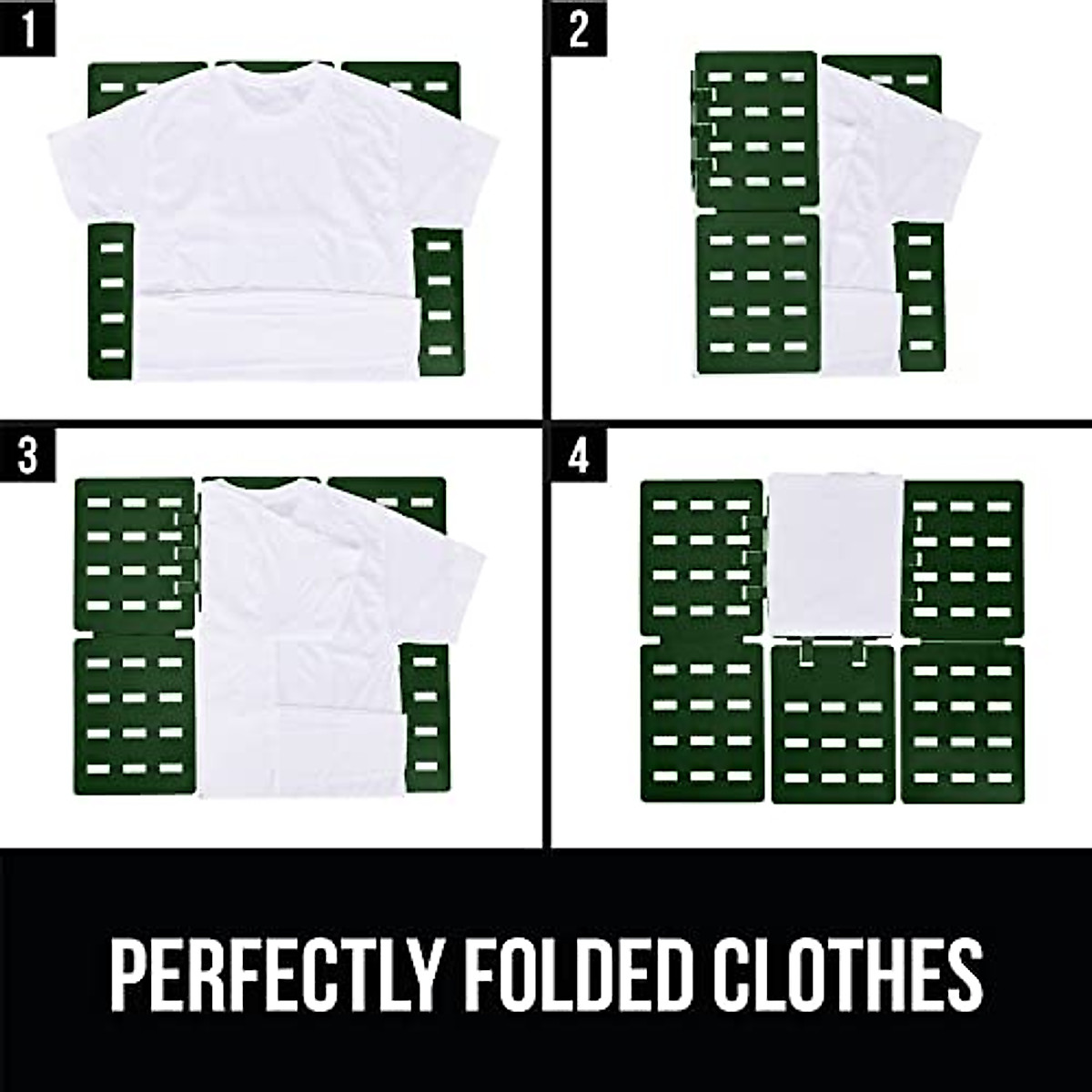 Gorilla Grip Shirt Folding Board, Easy Fast T-Shirt and Clothes Folder, Adult Clothing, Durable Plastic Organizer, Compact for Travel, Laundry Boards, Tshirt Flipfold Tool, Hunter Green