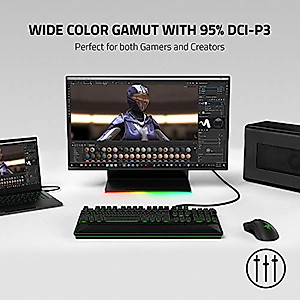 Razer Raptor 27" Gaming Monitor: WQHD (2560x1440) - IPS-Grade - 144Hz - 1ms Response - HDR 400 - NVIDIA G-Sync Compatible & AMD FreeSync - Solid Aluminum Base Chroma RGB - 5 Flat Cables in Box