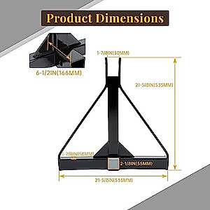 3 Point 2" Receiver Trailer Hitch Category 1 Tractor Tow Drawbar Adapter for BX Kubota, John Deere, LM25H WLM Tractor, NorTrac, Kioti, Yanmar, Cat