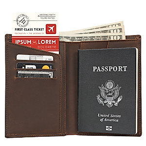 Polare Functional RFID Blocking Leather Passport Holder Travel Bifold Wallet For Men(Dark Brown)