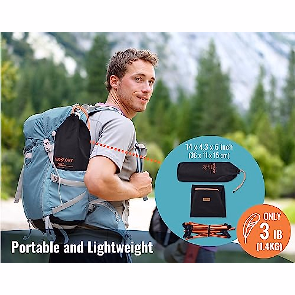 TREKOLOGY Portable Camping Chairs for Adults, YIZI 2.0 Portable Folding Camp Chairs, Adults Backpacking Chair Travel Chair Small Portable Chairs Lightweight Foldable Compact Camping Chair Hiking Chair