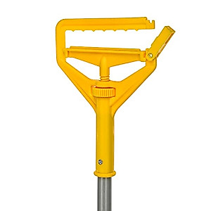 Alpine Industries Commercial Quick-Change Mop Handle - Professional Mopping Tube with Metal Gripper for Rags - Heavy Duty Stick & Mop Head Replacement Holder - Fiberglass (Pack of 3)