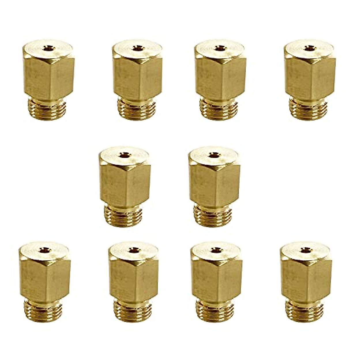 MENSI Propane Lpg Natural Gas Pipe Water Heater DIY Burner Parts Brass Jet Nozzles 10Pcs Per Pack (M6X0.75/1.4mm（Natural）)