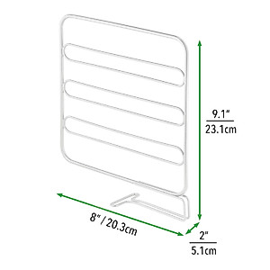 mDesign Versatile Metal Wire Closet Shelf Divider and Separator for Storage and Organization in Bedroom, Bathroom, Kitchen and Office Shelves - Easy Install, 4 Pack - White
