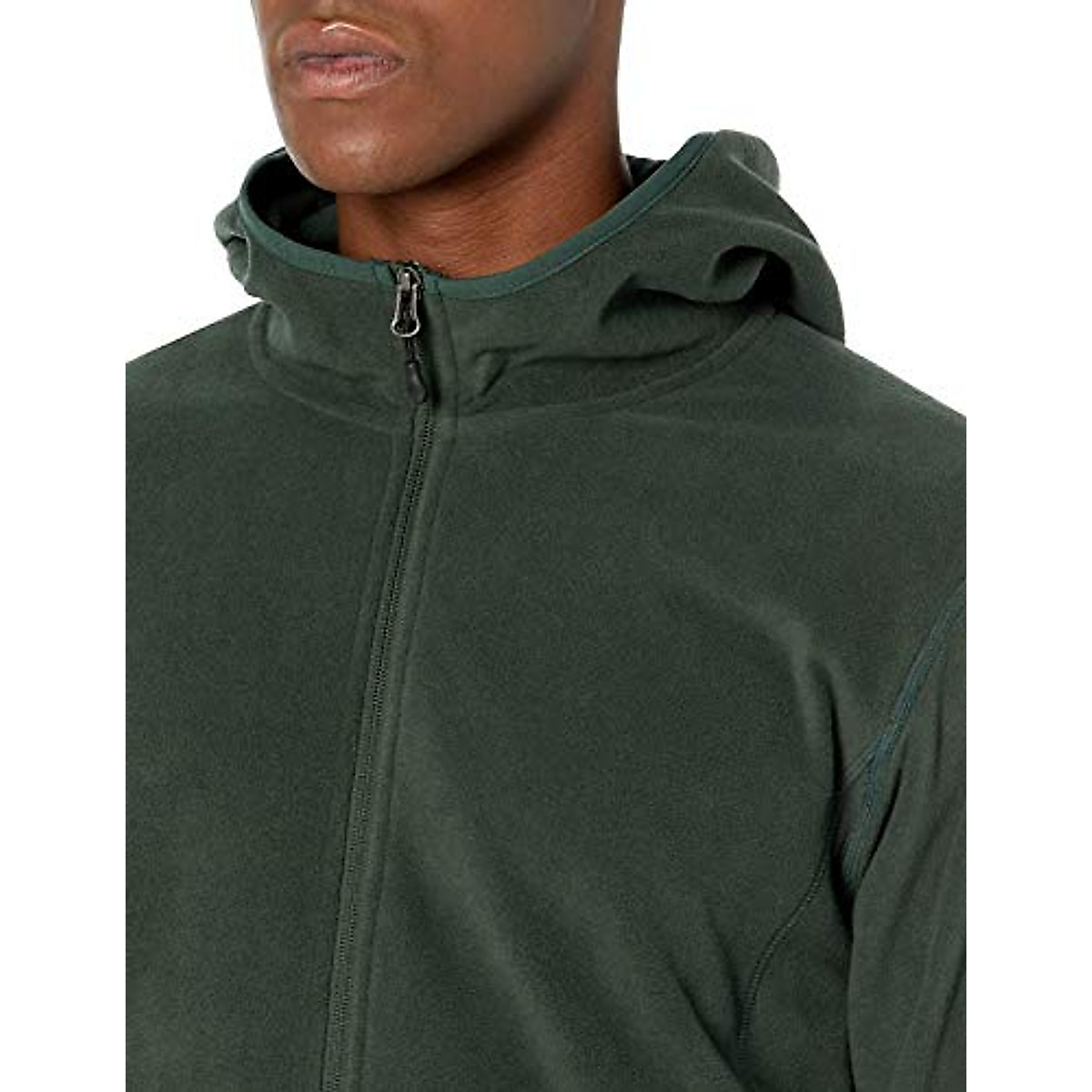 Amazon Essentials Men's Long-Sleeve Hooded Full-Zip Polar Fleece Jacket, Forest Green, Medium