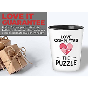 Puzzle Shot Glass 1.5oz - Love completes the puzzle - Brain Game Adult Educational Toy Kids 12 Year Old Boy Crossword Challenge Children