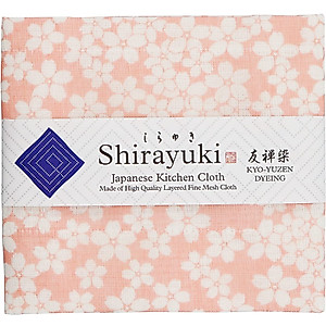 Shirayuki Japanese Kitchen Cloth KYO-YUZEN Cherry Blossoms. Set of 3. Made Layered Fine Mesh Cloth. Dish Wipe, Table Wipe, Hand Wipe. Made in Japan (Cherry Blossoms)