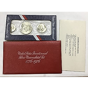 1976 S 3 coin U.S. Bicentennial Silver Mint set Uncirculated