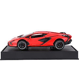 SASBSC Toy Cars Lambo Sian FKP3 Metal Model Car with Light and Sound Pull Back Toy Car for Boys Age 3 + Year Old (Red)