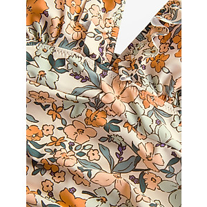 CUPSHE One Piece Swimsuit for Women Deep V Neck Ruffle Tummy Control Back Tie Floral Print Bathing Suits