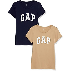 GAP Women's 2-Pack Classic Logo Tee T-Shirt, Mojave, Small