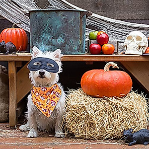 2Pcs Halloween Dog Bandanas,Pet Holiday Pumpkin Ghost Themed Pattern Bandanas,Scarf Triangle Bib Neckerchief Set for Dogs and Cats Costume Accessories