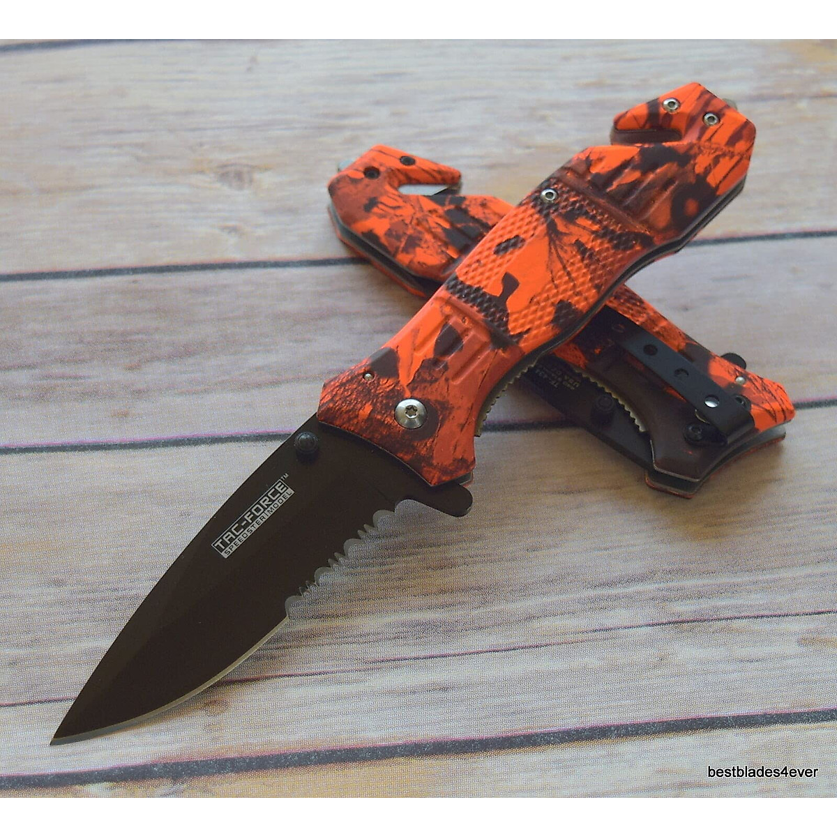 8 Inch Overall Tactical Rescue Stainless Steel Open Folding Pocket Knife With Clip Outdoor Survival Hunting Knife for Camping by Survival Steel