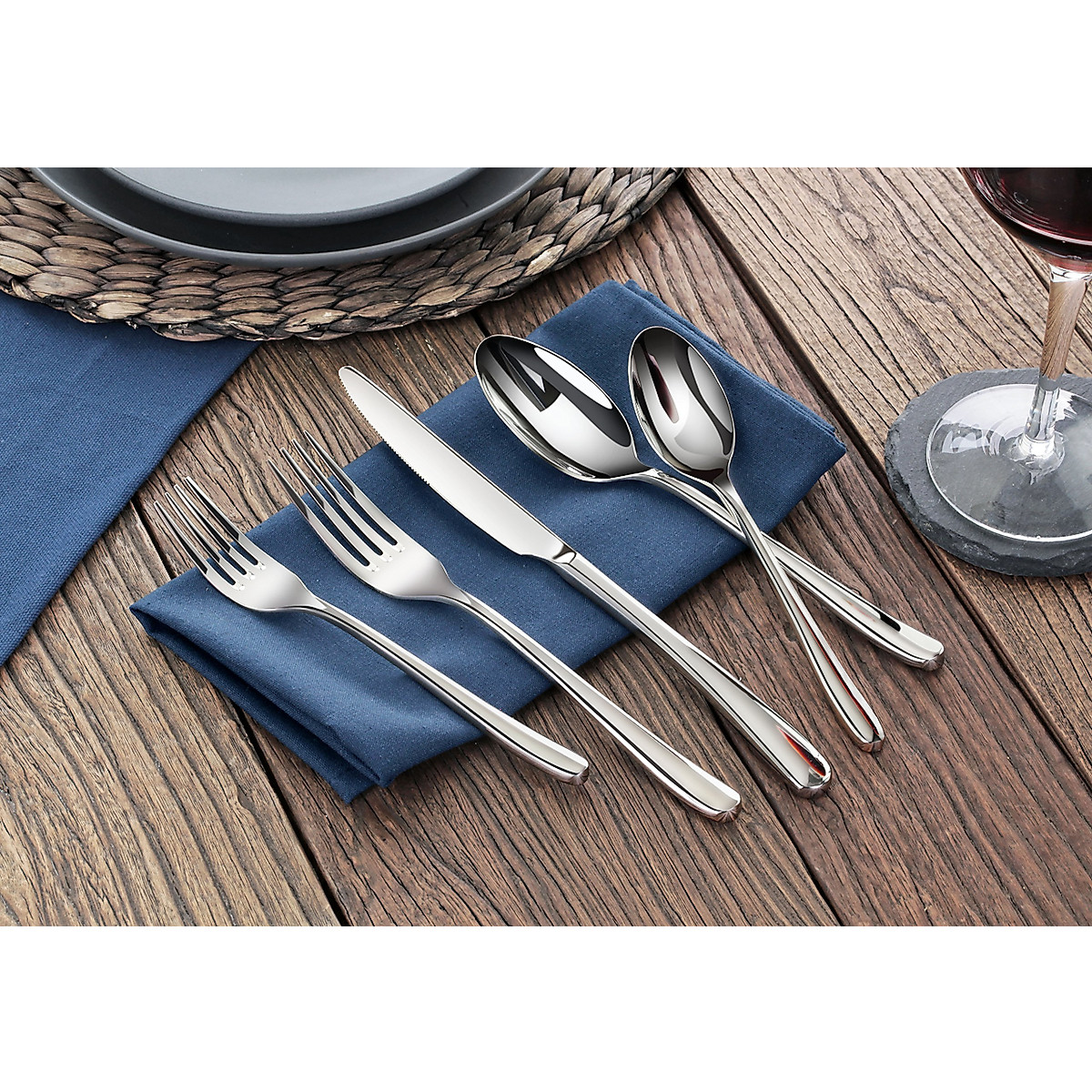Artaste 56525 Rain II Forged 18/10 Stainless Steel Flatware 20 Piece Set, Service for 4, Silver