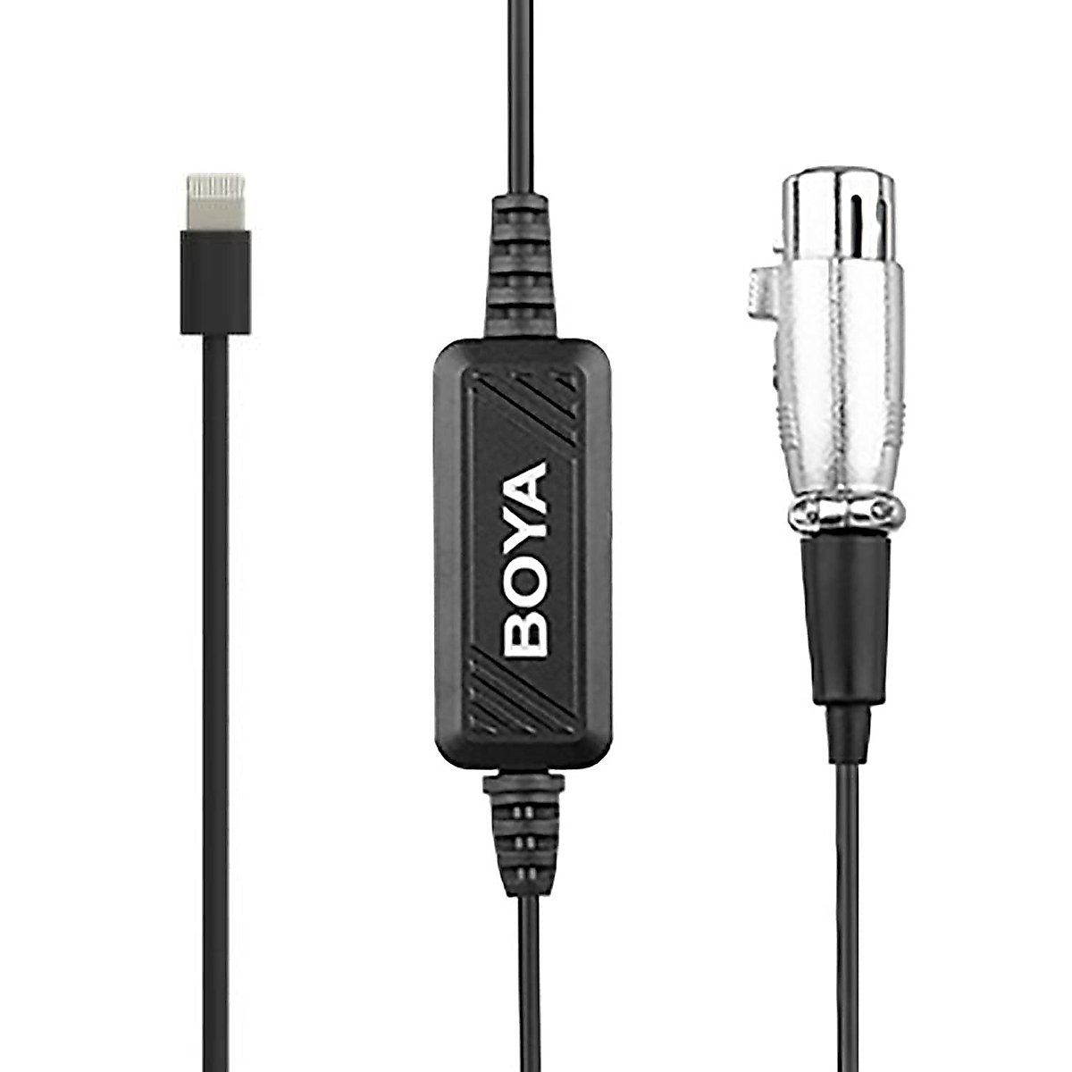 Boya by-BCA7 XLR to Lightning Microphone Cable with Integrated pre-Amplifier to Connect XLR Dynamic Microphones to Apple iPhone and iPad