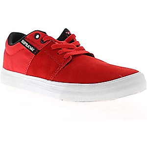 Supra 08029 Men's Stacks II Vulc Skateboarding Shoe, Risk Red-White - 6 M US