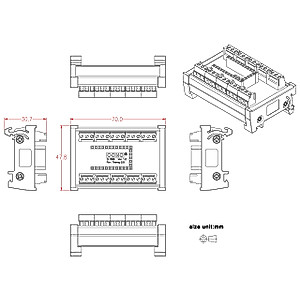 Terminal Block Breakout Board Module for Teensy 2.0, DIN Rail Mount Version