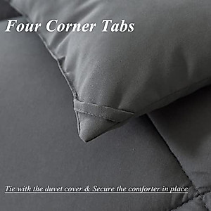 ELNIDO QUEEN Grey Twin Comforter Set with 1 Pillow Sham - 2 Pieces Gray Bed Comforter Set - Quilted Down Alternative Comforter Set - Lightweight All Season Bedding Comforter Sets Twin Size(64×88 Inch)