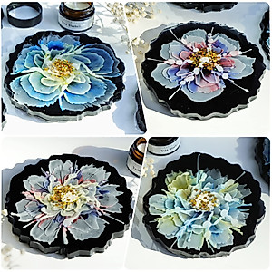 LET'S RESIN Geode Resin Coaster Molds, 4 Pcs Druzy Silicone Agate Coaster Molds