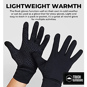 Tough Outdoors Running Gloves with Touch Screen - Black Winter Glove Liners for Texting, Cycling, Driving for Men & Women - Thin, Lightweight & Warm Cold Weather Thermal Sports Gloves