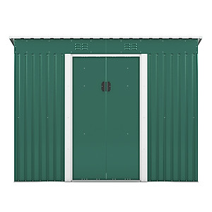 Generic 4.2 x 9.1 Ft Outdoor Storage Shed, Metal Tool Shed with Lockable Doors Vents, Utility Garden Shed for Patio Lawn Backyard (Green)