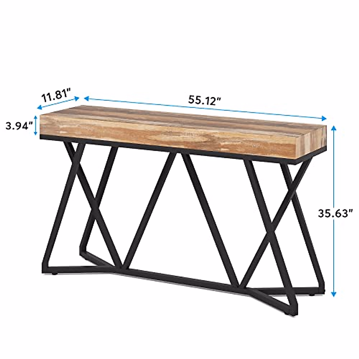 LITTLE TREE Sofa Console Table with Unique Metal Base, Entryway Table Behind Couch Table