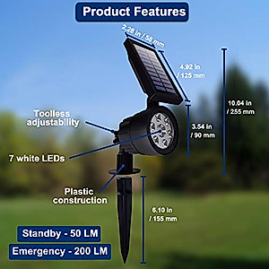 Westinghouse 2-in-1 Solar Spot Lights Outdoor, Auto on/Off Decorative Solar Landscape Spotlights, Weather Resistant Wall Lights for Pool Yard Porch Garden Driveway Walkway, 2 Pack, White Light
