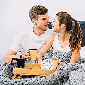 Greenual Bed Tray Table with Folding Legs for Eating Serving Tray with Handles Bamboo Breakfast Food Table Comes with Phone Holder Portable Snack Platter for Bedroom Hospital Picnic