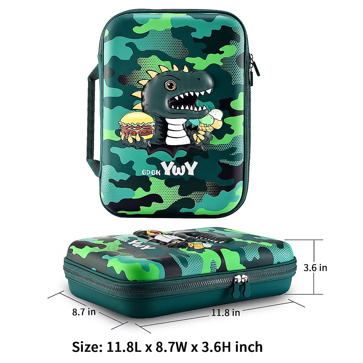 BDBKYWY 3D Dinosaur Lunch Box Kids Bento Box Insulated Lunch Bag with Ice Pack Water Bottle Spoon Salad Snack Container Silicon Cap Durable Water-Resistant Back to School Supplies for Boys Age 7-12
