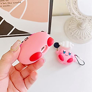 【2 Pack】 Aerymli 3D Kirby Case for Airpods 2nd/1st,3D Cute Cartoon Anime Airpod 2 Case,3D Kawaii Unique Kirby Shape Kids Teens Girls Women Soft Silicone Case for Airpods 2nd/Airpods 1st Case