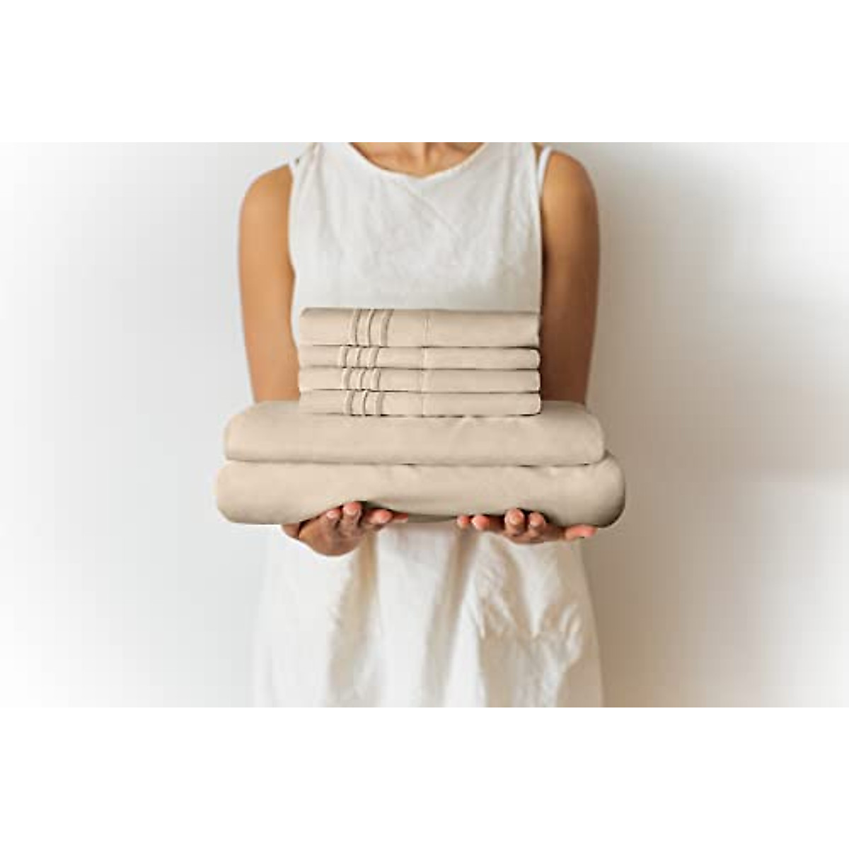 Queen Size Sheet Set - 6 Piece Set - Hotel Luxury Bed Sheets - Extra Soft - Deep Pockets - Easy Fit - Breathable & Cooling Sheets - Wrinkle Free - Comfy - Cream Bed Sheets - Queens Sheets - 6 PC