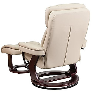 Flash Furniture Recliner Chair with Ottoman | Beige LeatherSoft Swivel Recliner Chair with Ottoman Footrest