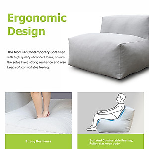 OPEAK Patio Furniture Set Bean Bag Eraclea 9C Outdoor Chairs Sectional Conversation Patio Set Daybed Furniture Outdoor Sofa Couch High Density Foam Filling Modern Comfy Patio Couch (Light Gray)