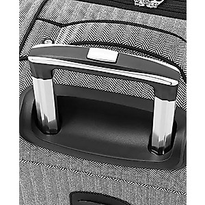 LONDON FOG Newcastle Softside Expandable Spinner Luggage, Black White Herringbone, Checked-Medium 24-Inch