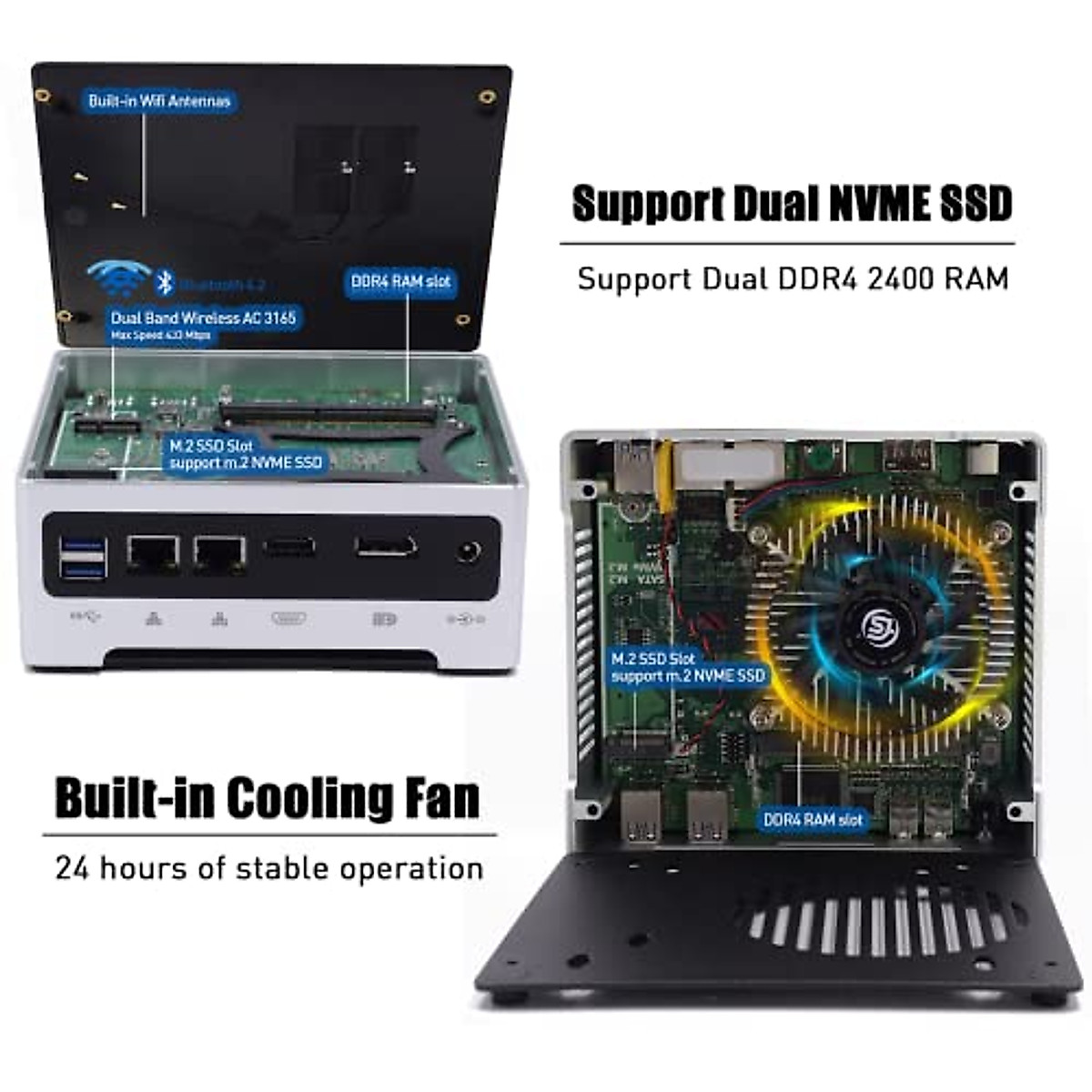 BASOARO Windows 11 Pro Micro Computer, Mini Desktop PC i7 9750H, 16G DDR4 RAM 1TB SSD, Mini PC, Gigabit LAN, HD, DP, USB3.0, BT, Dual Band WiFi, Small Desktop PC for Office