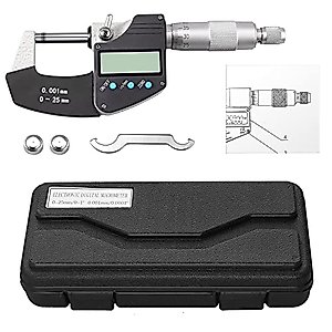 AUTOUTLET 0-25mm Precision Digital Micrometer Electronic Micrometer Caliper with 0.001mm Resolution and LCD Display for Accurate Measurements