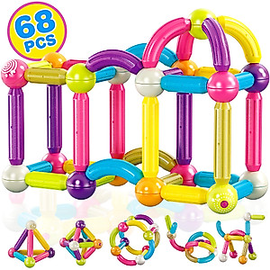 Contixo Kids Magnet Toys - ST1 150 PCs Magnetic Tiles, 3D Building Blocks, STEM Construction Creativity, Imagination, Recreational, Educational Block for Children Toddler Kids Ages 4-8