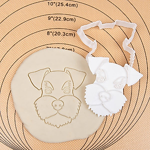 Flycalf Dog Cookie Cutter Schnauzer Baking Dough Tools with Plunger Stamps PLA Accessories Cutter Molds Gifts for Kids Decorative Party 3.5" Kitchen Cake Supplies