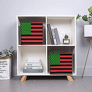African American Flag Large Cubes Storage Bins Collapsible Canvas Storage Box Closet Organizers for Shelves