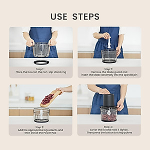 Olayks Electric Food Processor, Small Electric Food Chopper for Baby Food, Vegetables, Meat, Fruits, Nuts, 5 Cup Food Chopper with 2 Speed