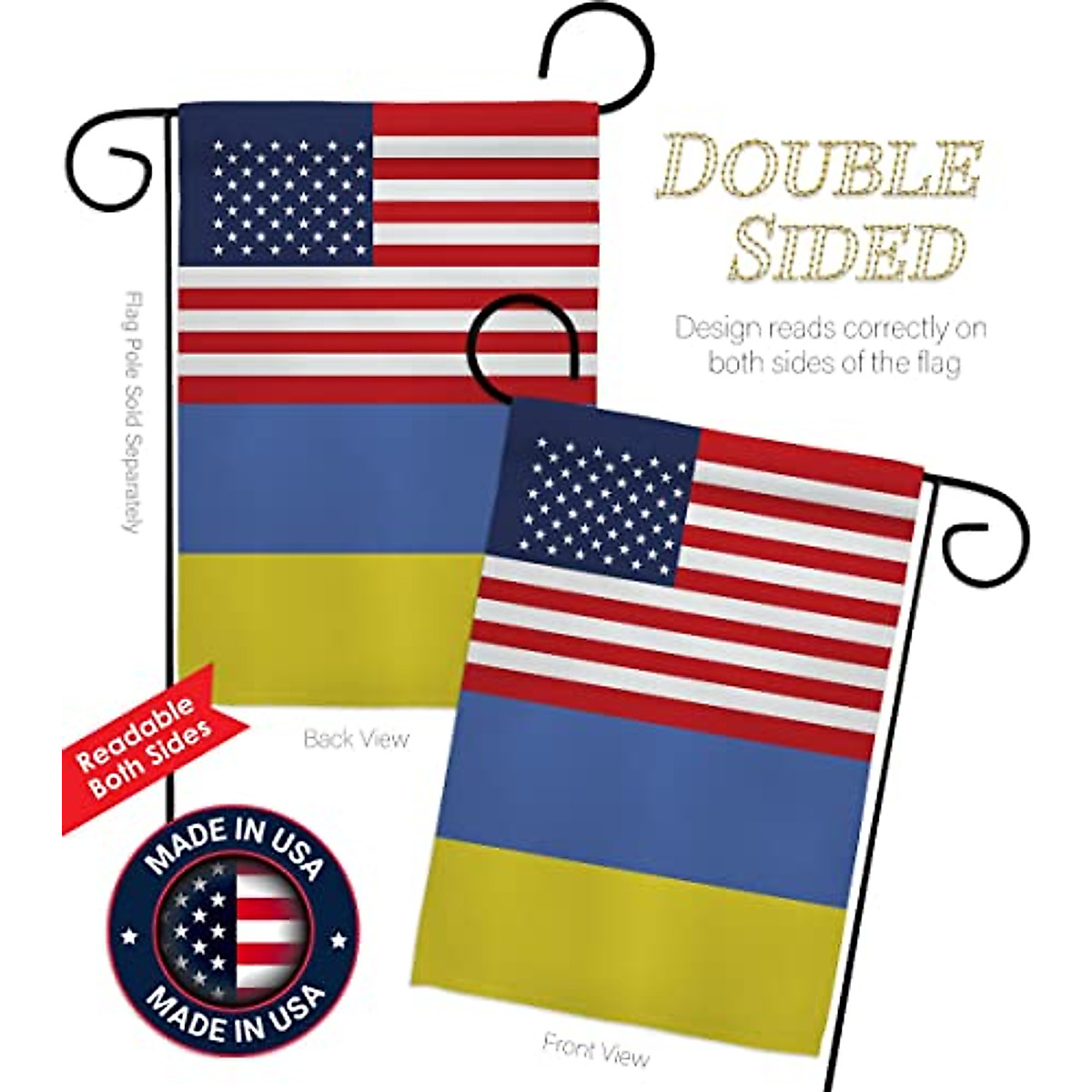 Ukrainian Flag Ukraine US Friendship Garden Ucrania Home Decor Indoor Tapestry World Country - Outdoor Decorations House Banner Wall Hanging Small Yard Stand With Ukrainian Gifts Made In USA